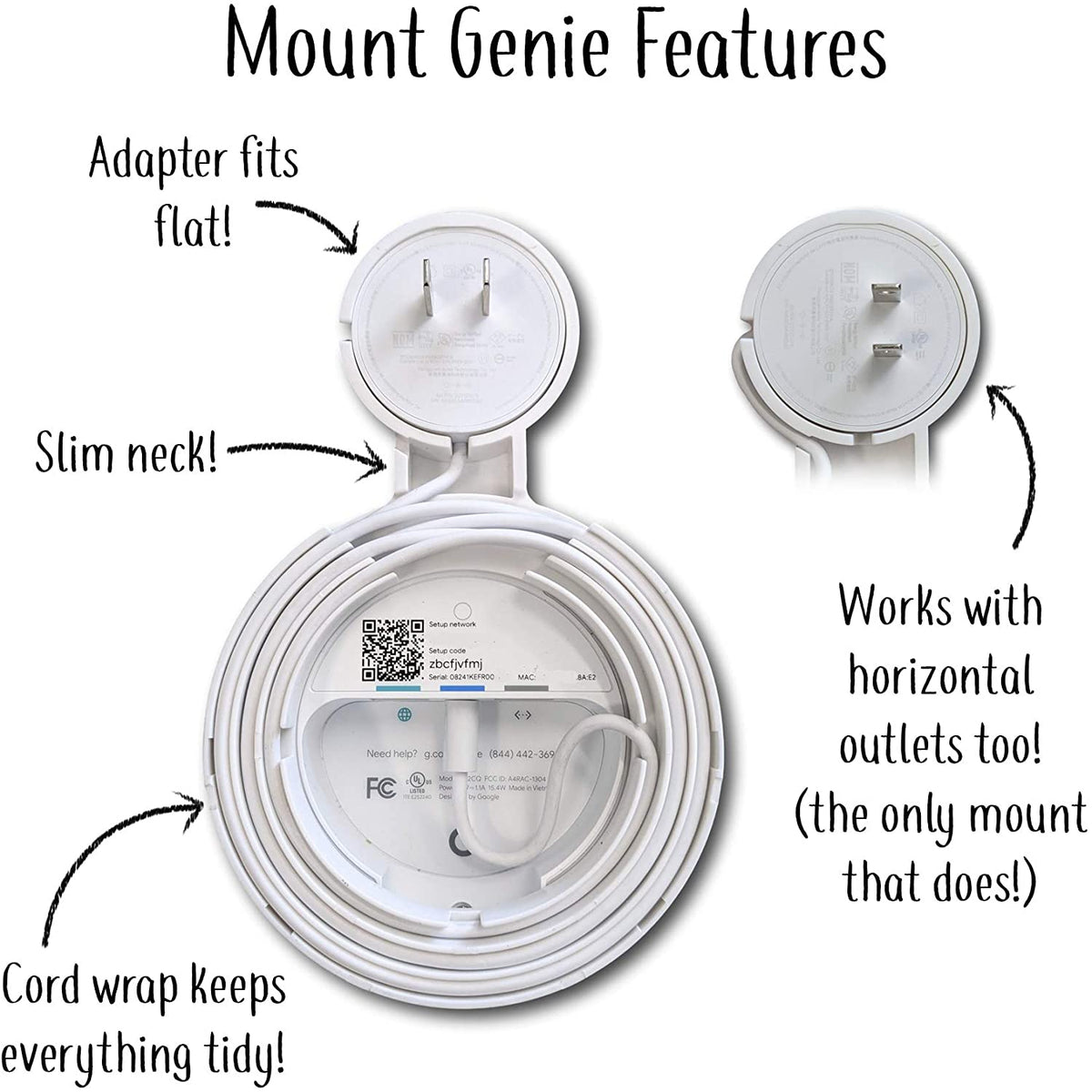Outlet Mount for new 2020 Round Plug Google Wifi – Mount Genie